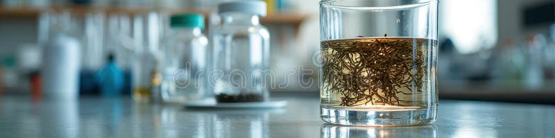 Lab Beaker with Submerged Plant Material on Laboratory Counter Stock ...
