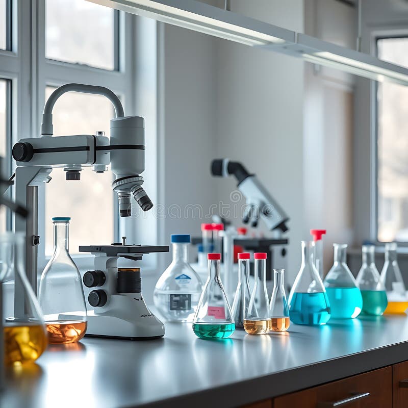 A Lab Bench Filled with Advanced Laboratory Equipment Including a ...