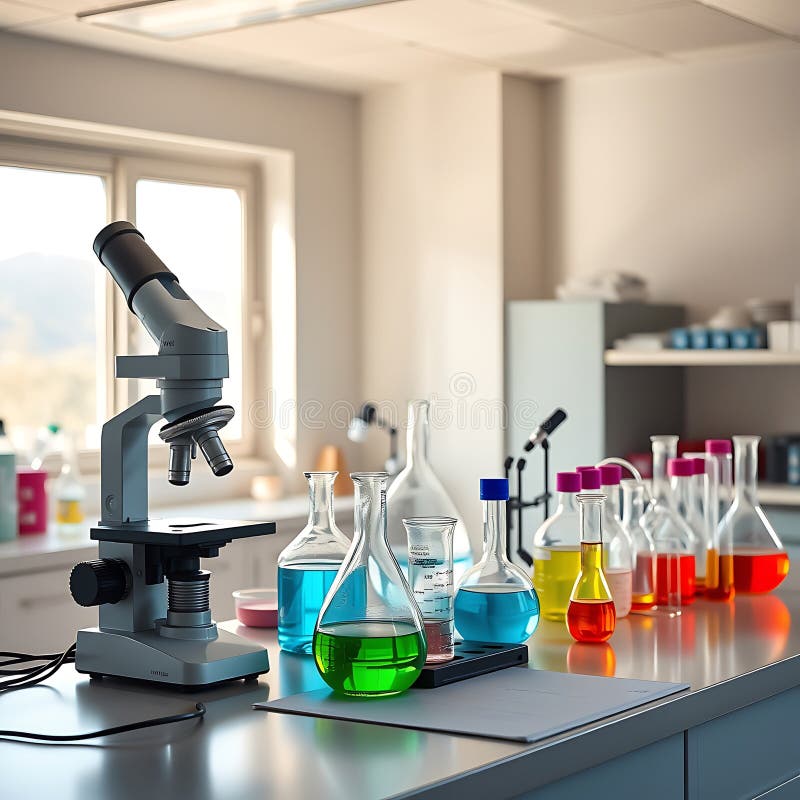 A Lab Bench Filled with Advanced Laboratory Equipment Including a ...