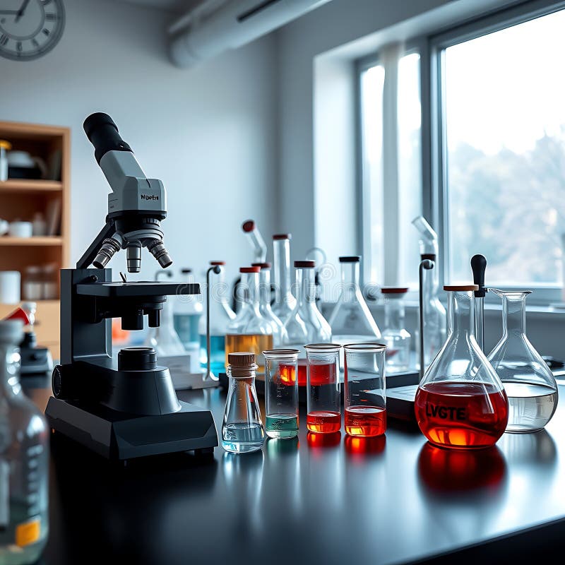 A Lab Bench Filled with Advanced Laboratory Equipment Including a ...