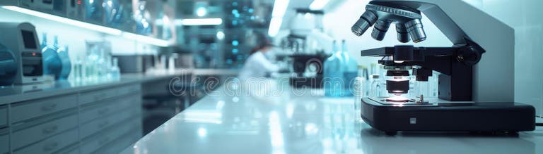 A Lab Bench with a Microscope on it Stock Illustration - Illustration ...