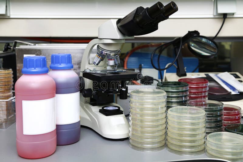 Lab Bench for Microscopic Analysis Stock Photo - Image of analyzing ...