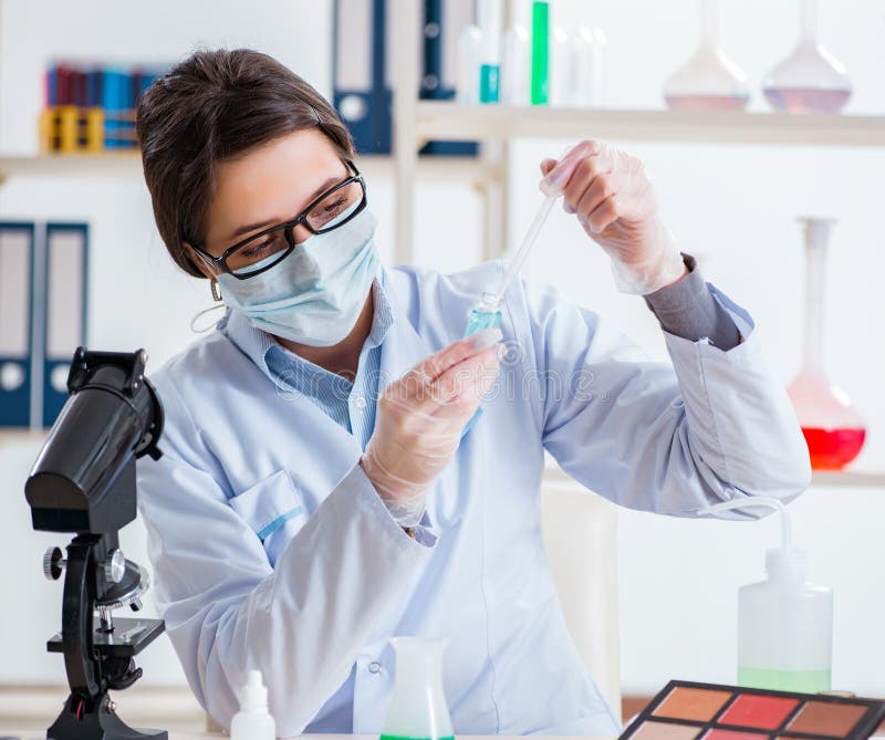 Lab Chemist Checking Beauty and Make-up Products Stock Photo - Image of ...