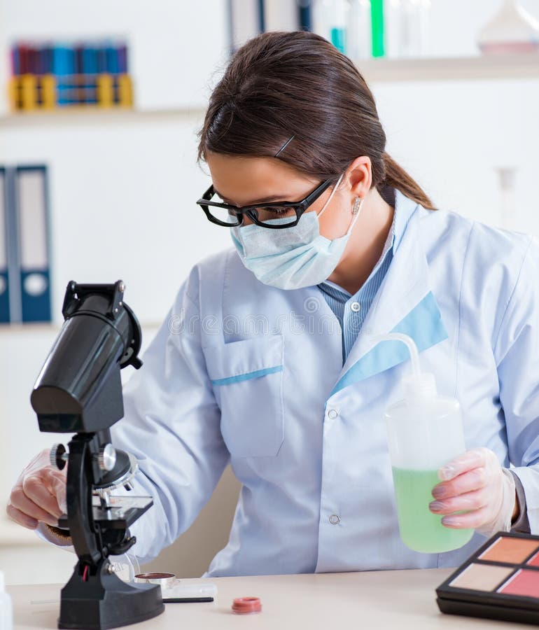 Lab Chemist Checking Beauty and Make-up Products Stock Photo - Image of ...