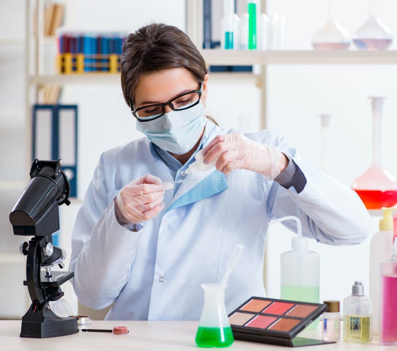 Lab Chemist Checking Beauty and Make-up Products Stock Image - Image of ...