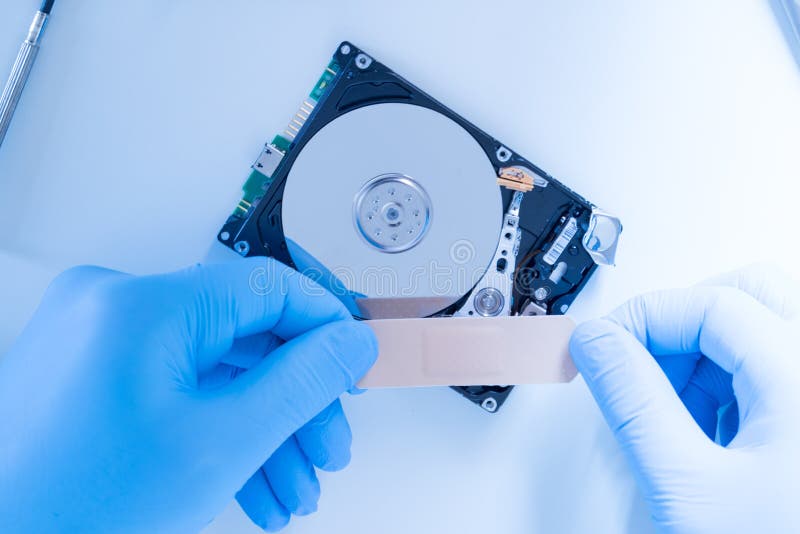 Lab Engineer Working on Broken Hard Disk Stock Photo - Image of ...