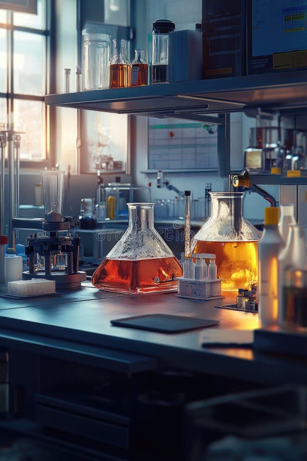 Lab Equipment and Chemicals Stored in Shelves and Cabinets Stock Image - Image of school ...