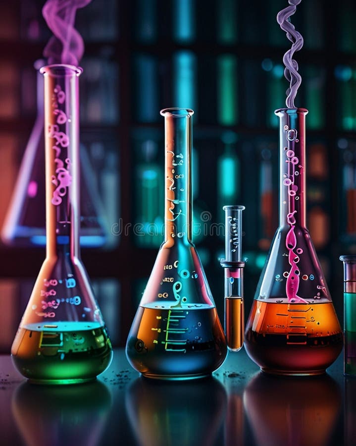 Lab Equipment on Shelves Composition Chemical Laboratory Experiment ...