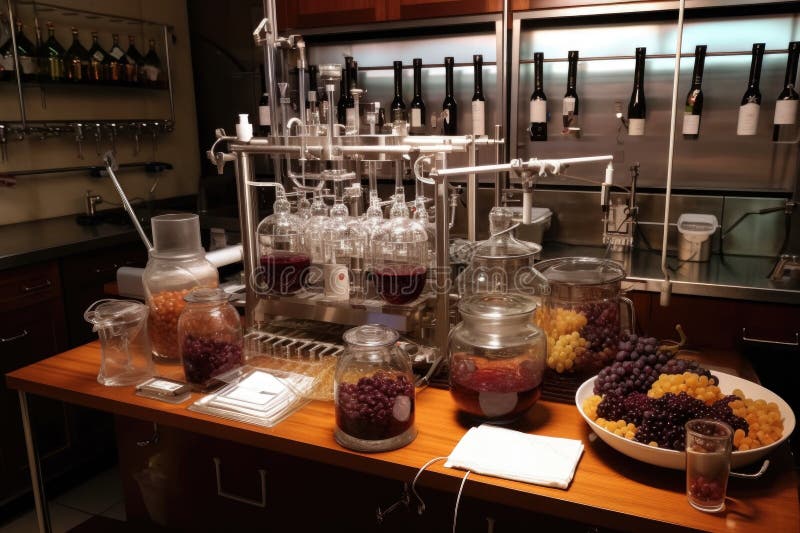 Lab Equipment for Wine Analysis and Quality Control Stock Illustration ...