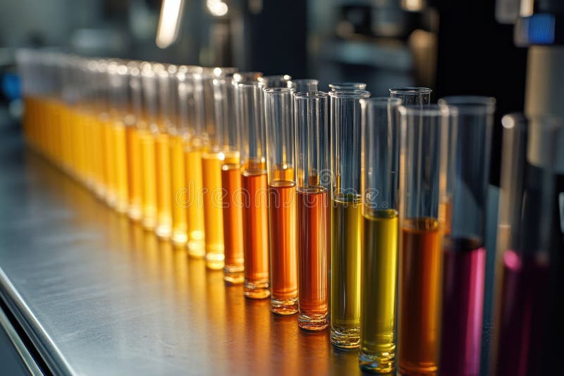 Lab Experiment Visualization, Colorful Liquids in Test Tubes are ...