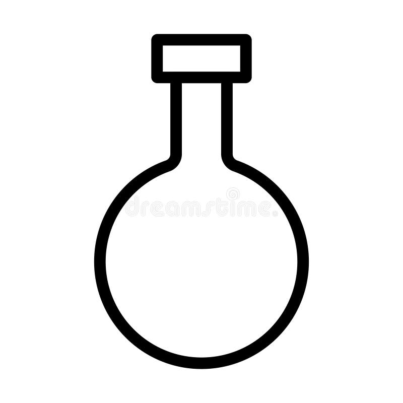 Lab Flask Icon Line Isolated on White Background. Black Flat Thin Icon ...