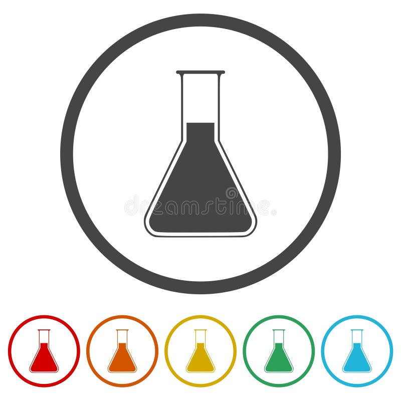 Lab Flask Icon. Set Icons in Color Circle Buttons Stock Vector ...