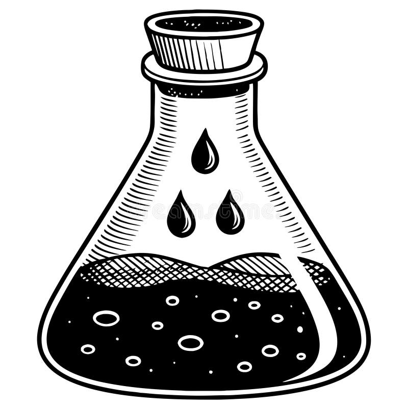 Lab Flask with Liquid and Droplets for Science Themes and Educational ...