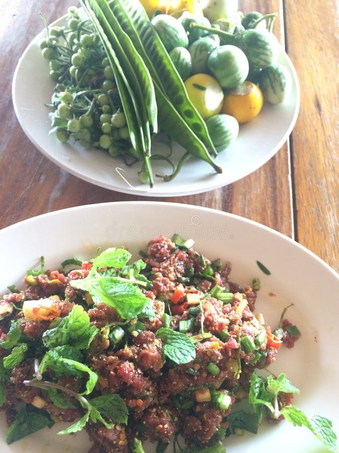 Lab stock photo. Image of beef, food, local, spicy, salad - 111754654