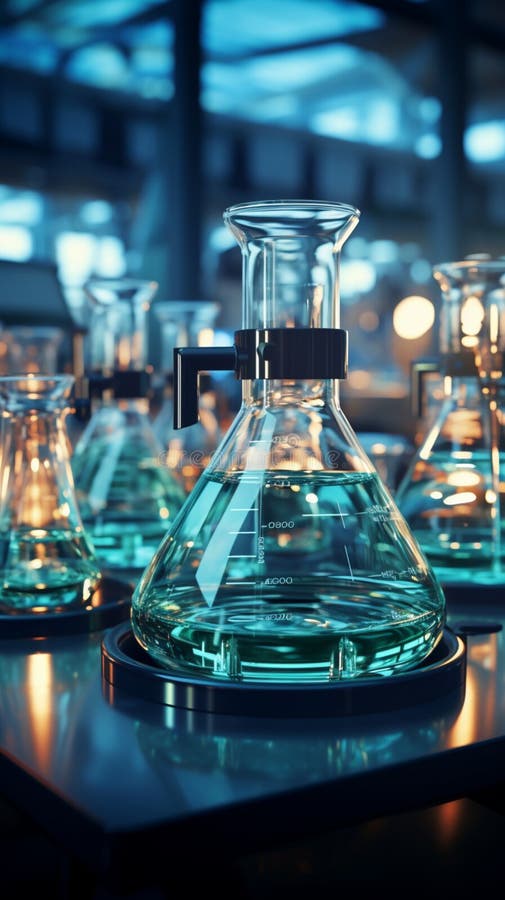 Lab Glassware Arranged beside a Microscope, Awaiting Scientific ...