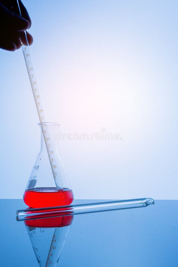 Lab Glassware on Glass Table in Warm Tone. Stock Image - Image of ...