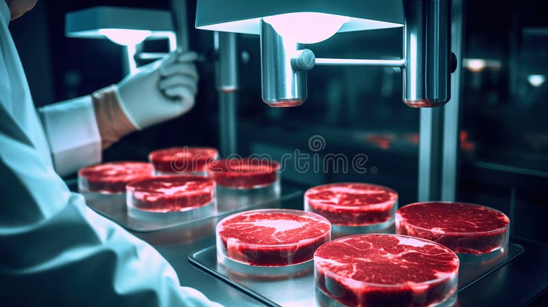 Lab Grown Meat Concept, Meat in Petri Dish. Generative Ai Stock ...