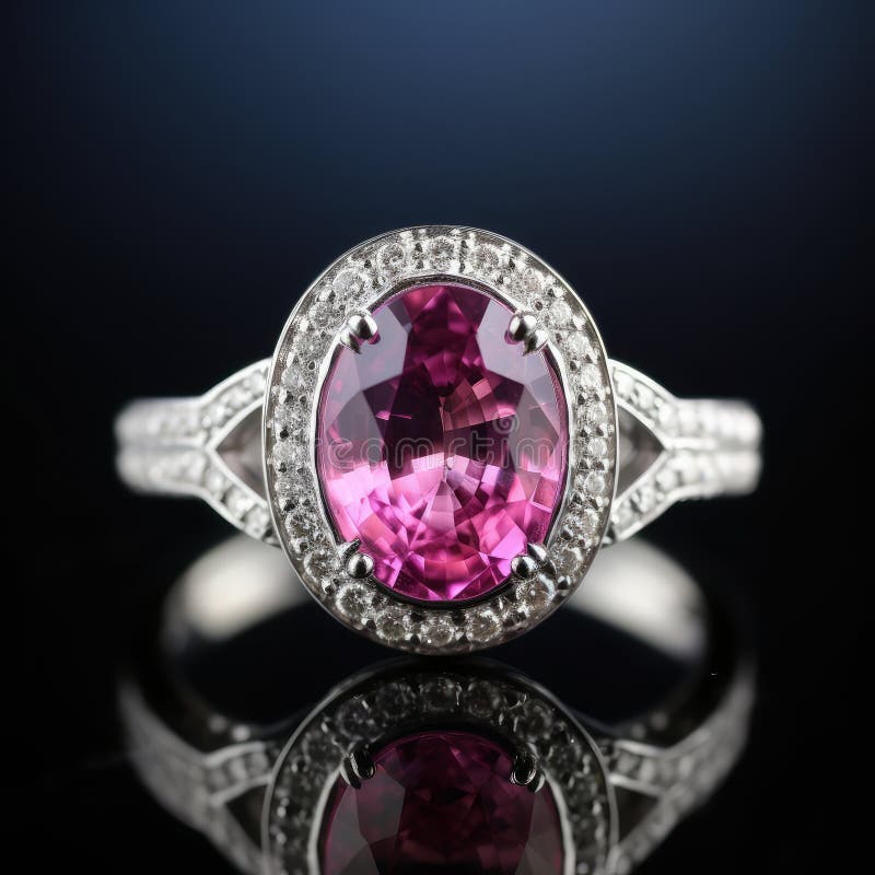 Lab Grown Sapphire Pink Palace Ellipse Ring Generative AI Stock Image ...