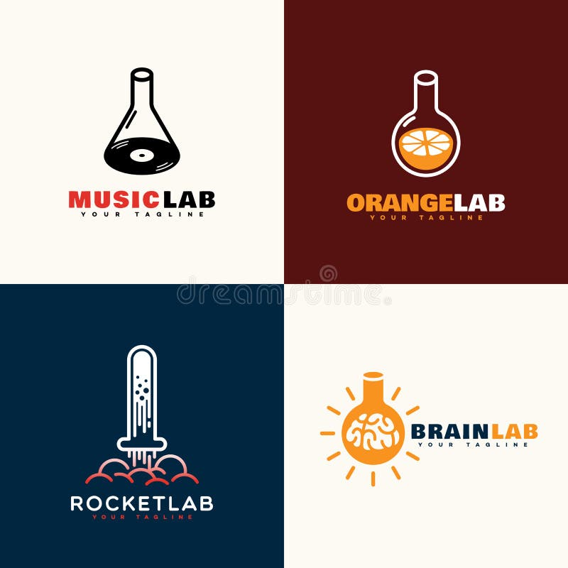 Lab logos stock vector. Illustration of flask, mind, linear - 74772726