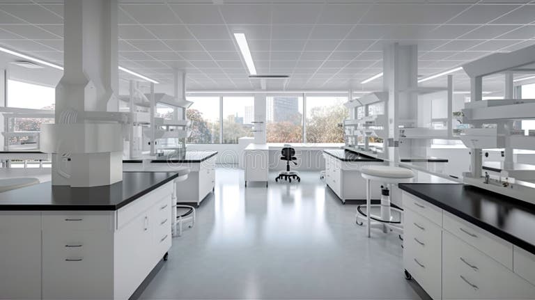 A Lab with a Lot of White Cabinets and Counters. AI Generative Image ...