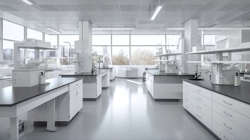 A Lab with a Lot of White Cabinets and Counters. AI Generative Image ...