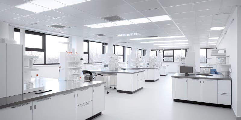 A Lab with a Lot of White Cabinets and Counters. Generative AI Image ...