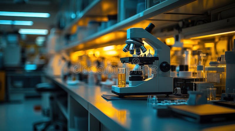 Lab Microscope Research Scientist Night Work Stock Illustration ...