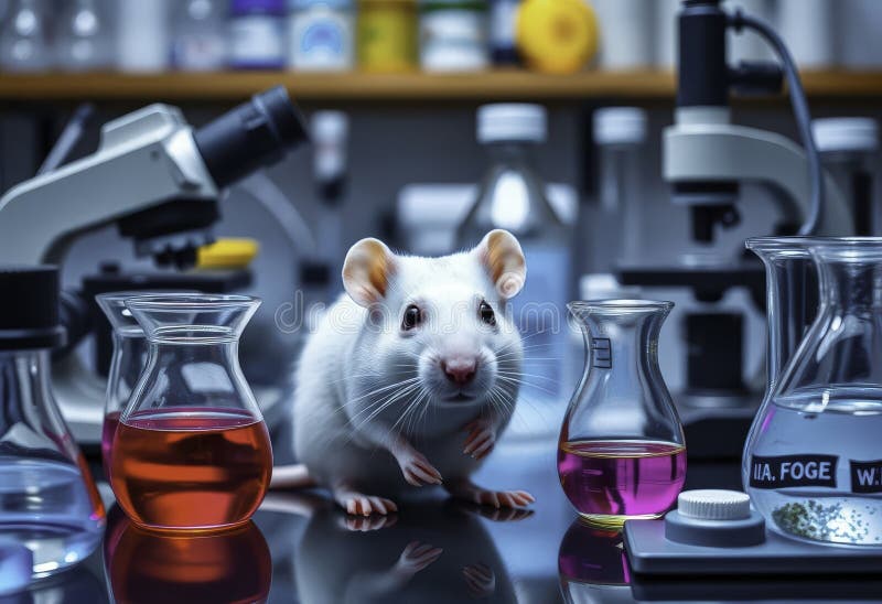 A Lab Rat Amidst Beakers, Microscopes, and Scientific Instruments ...