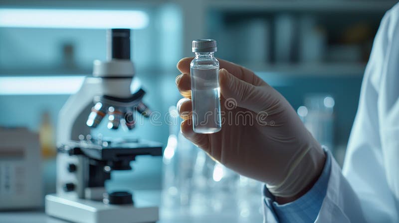Gloved Hand Holding Sample Vial Scientific Laboratory Setting Stock ...