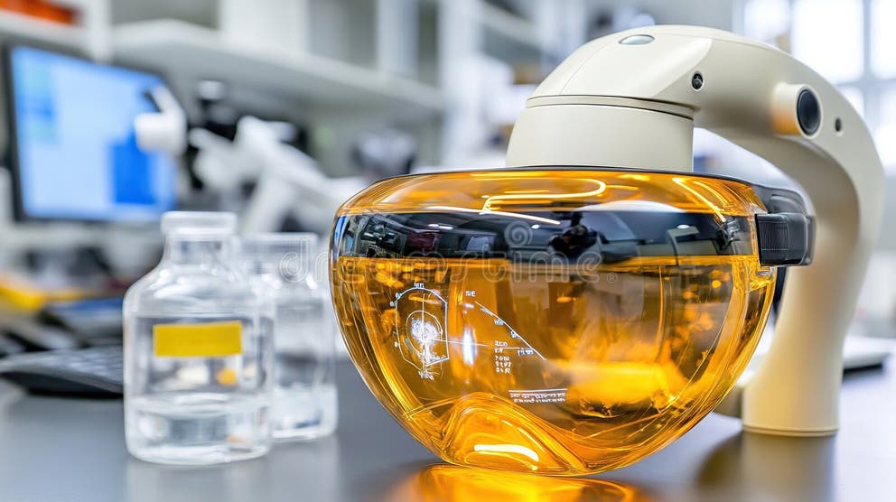 Lab Scientist S Amber Sample Analysis Device Stock Image - Image of ...