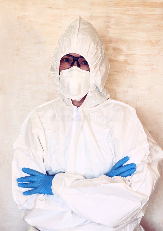 Lab Scientist in Safety Suit. Stock Image - Image of background, mask ...