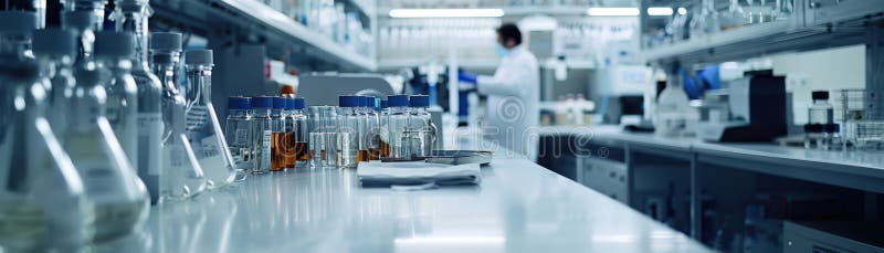 A Lab with a Scientist in a White Lab Coat Stock Image - Image of ...