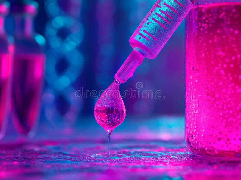 In the Lab, a Scientist is Working on an Experiment, Pipetting Samples ...