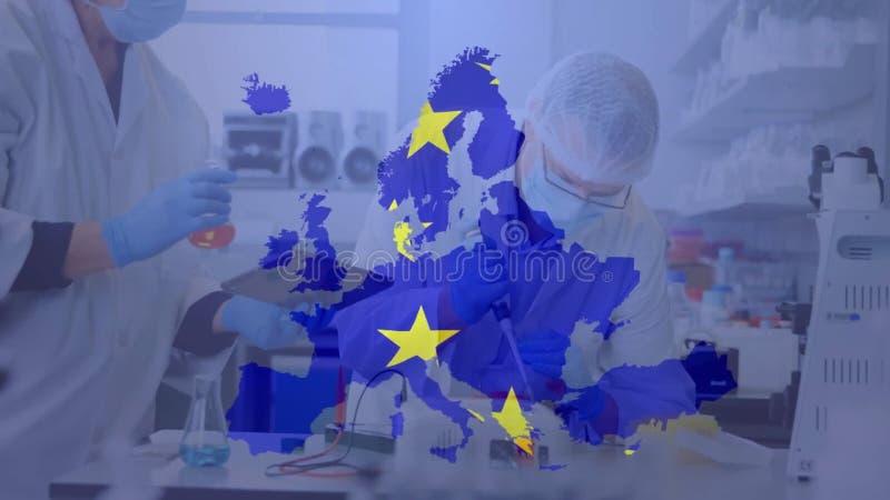 In Lab, Scientists Analyzing European Union Map Overlay for Animation ...