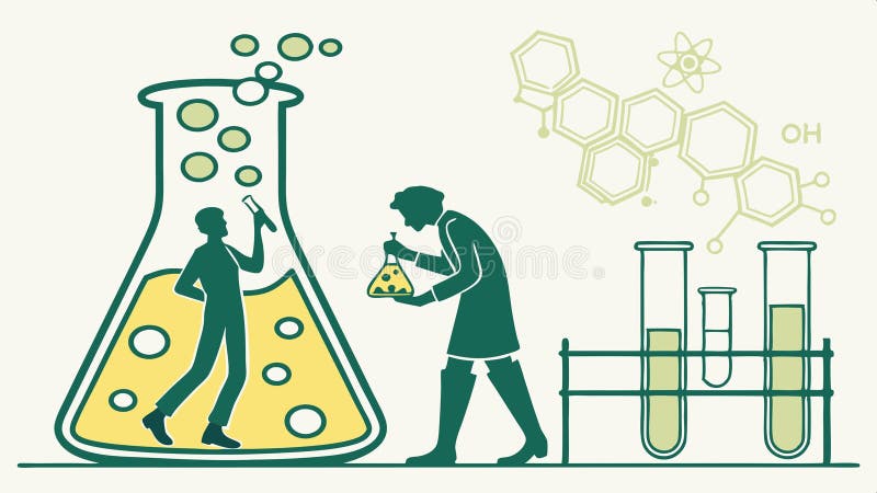 Lab Scientists with Beakers, Science Research and Discovery Vector ...