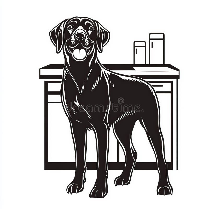 Lab Silhouette , Black and White Illustration Isolated on White ...