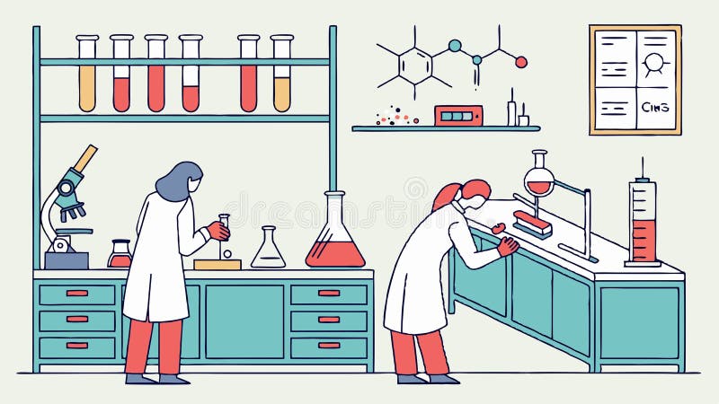 Lab Solutions Preparation, Scientists and Test Tubes, Vector Design ...