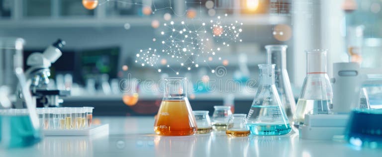 A Lab Table with Many Beakers and Test Tubes by AI Generated Image ...