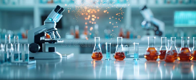 A Lab Table with Many Beakers and Test Tubes by AI Generated Image ...