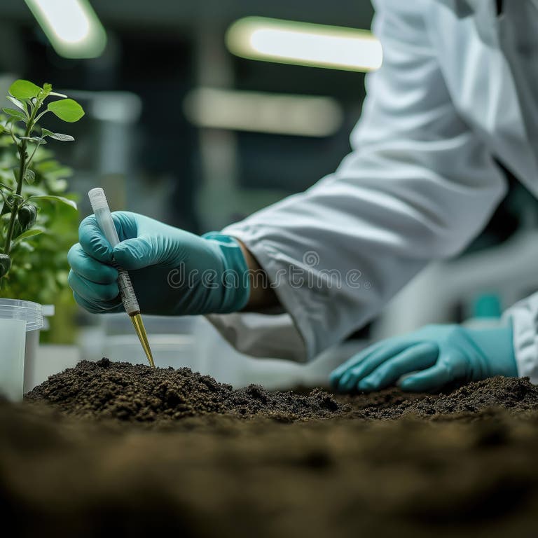 Lab Tech Examines Soil PH with Tool. Scientist Tests Soil Sample in Lab ...