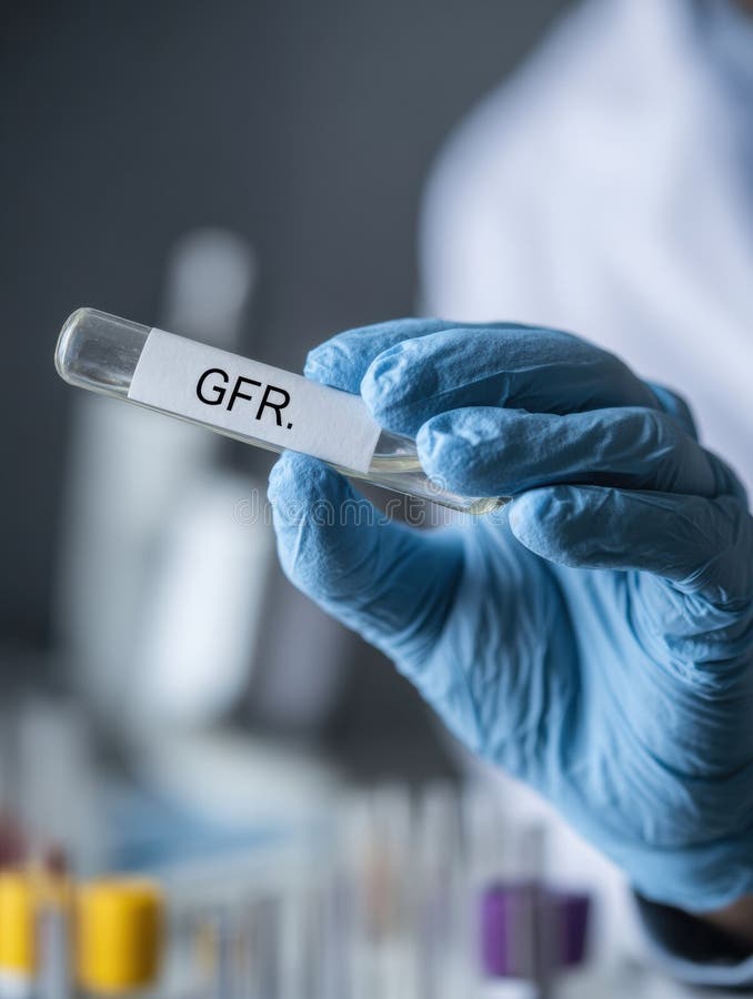 Lab Technician Analyzes Test Results for GFR in a Modern Laboratory ...