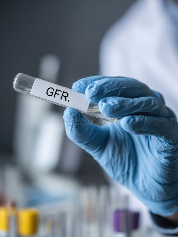 Lab Technician Analyzes Test Results for GFR in a Modern Laboratory ...
