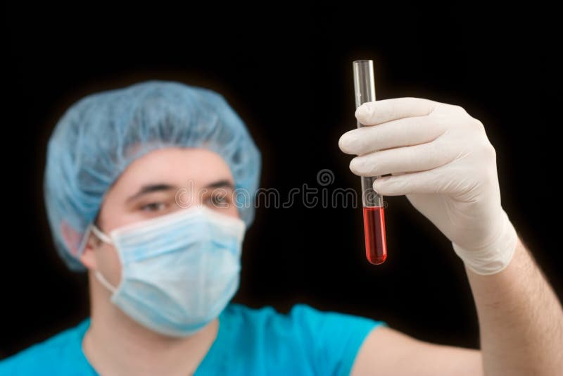 Lab Technician Examining Blood Stock Image - Image of gloves, blood: 489559