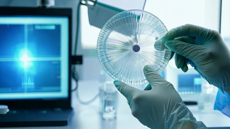 Lab Technician Handling Petri Dish and Reagent in Modern Laboratory ...