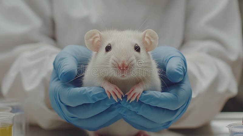 Lab Technician Handling White Rat in Scientific Research Setting Stock ...