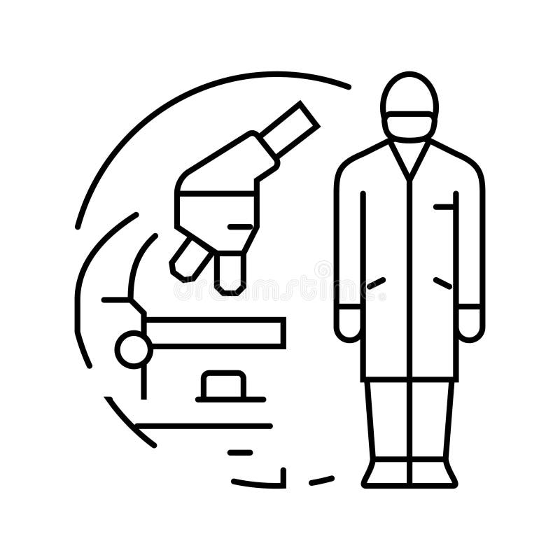 Lab Technician Microscope Line Icon Vector Illustration Stock Vector ...