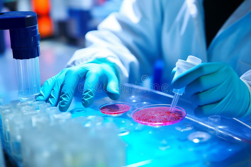 Lab Technician Performing Tests on Bacterial Samples. Generative AI ...