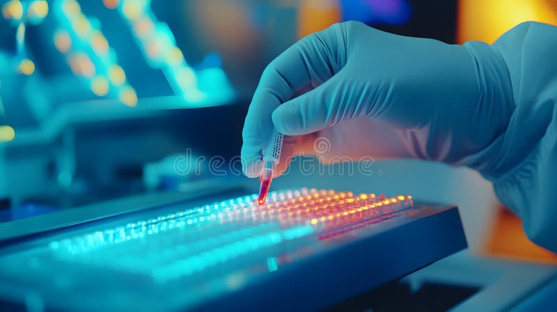 Scientist Working in a Laboratory with Advanced Microscope, Researching ...