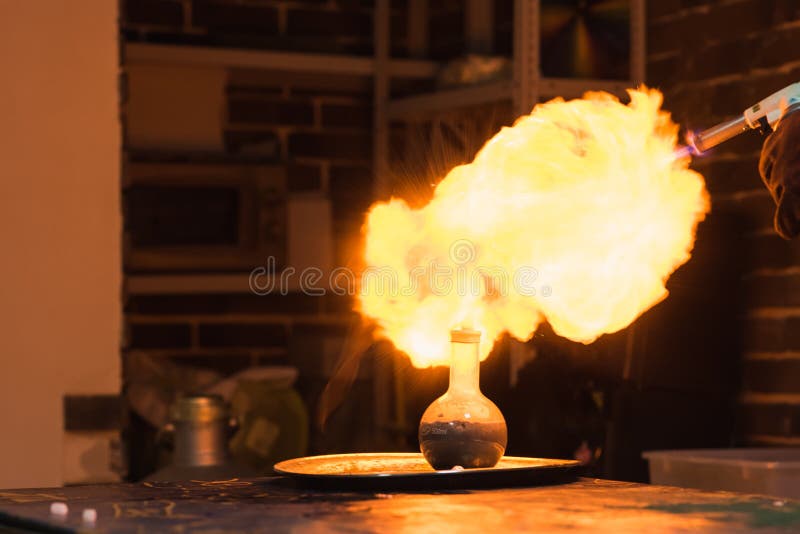 A Big Explosion of Hydrogen in a Chemistry Room Stock Image - Image of ...