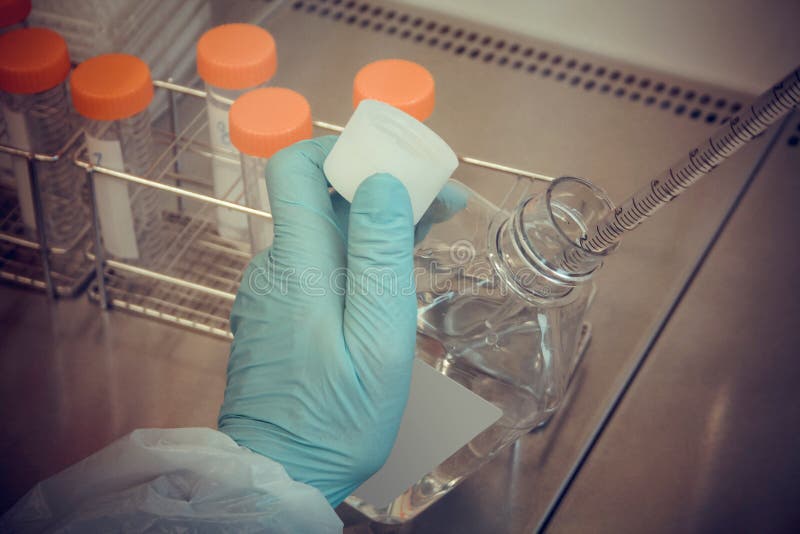 Lab Technician Takes Sample from Tube for Test, Close Up Stock Photo ...